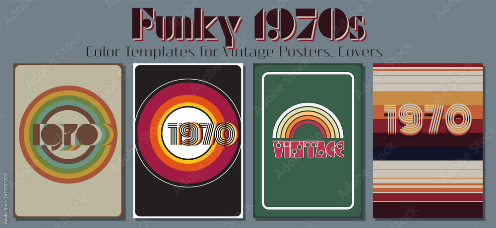 Vintage Color Template set for 1970s style Posters, Covers ...