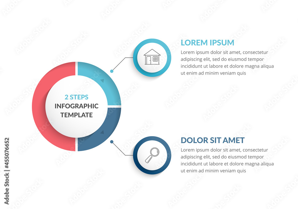 Infographic template with 2 steps or options, workflow, process chart ...