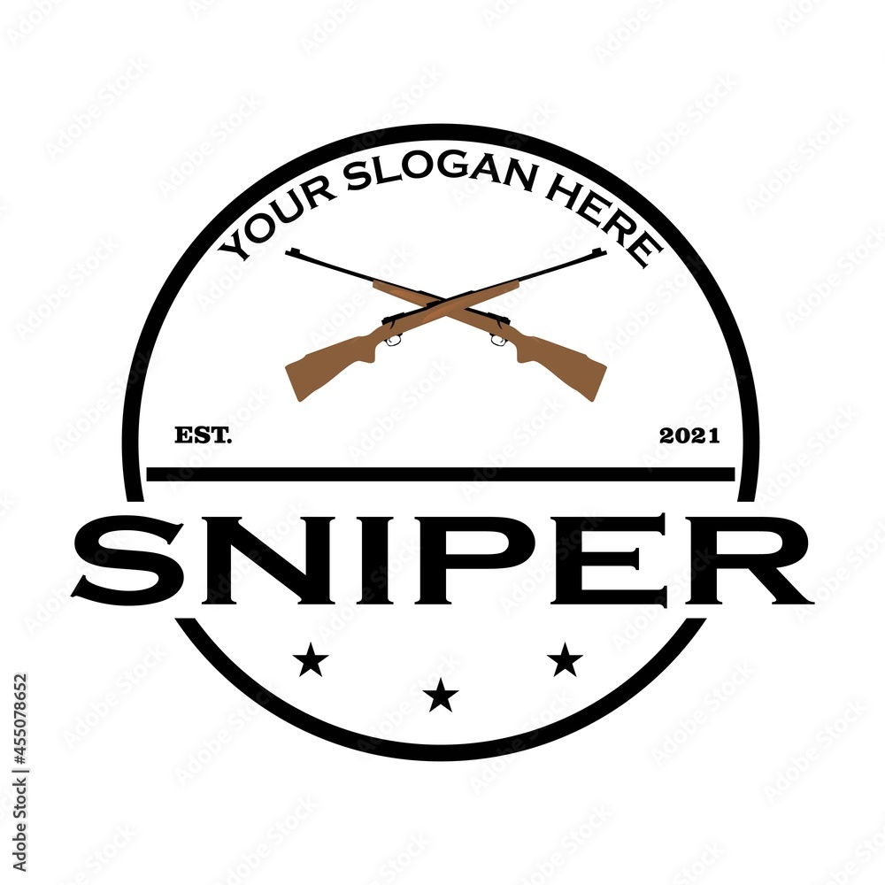 sniper logo vector with long gun good for brand logo sticker stamp ...