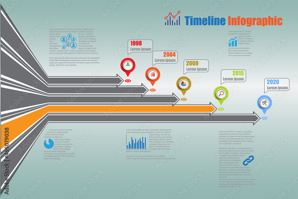 Modern business roadmap timeline infographic with 5 options designed ...