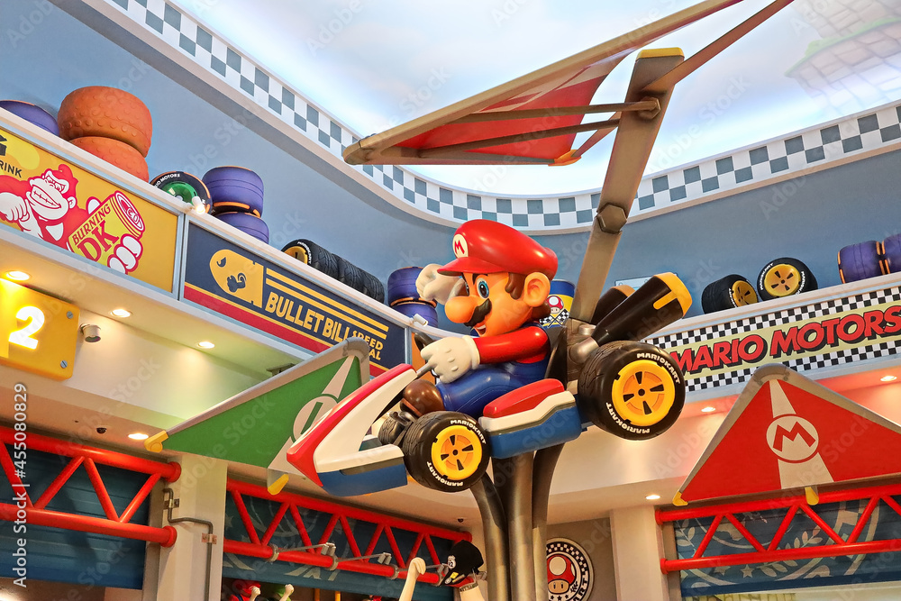 OSAKA, JAPAN - Apr 10, 2021 : Mario and Mario Kart at the goods store ...