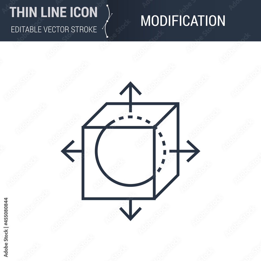 Symbol of Modofication Thin Line Icon of 3D Printing and Modeling Set ...