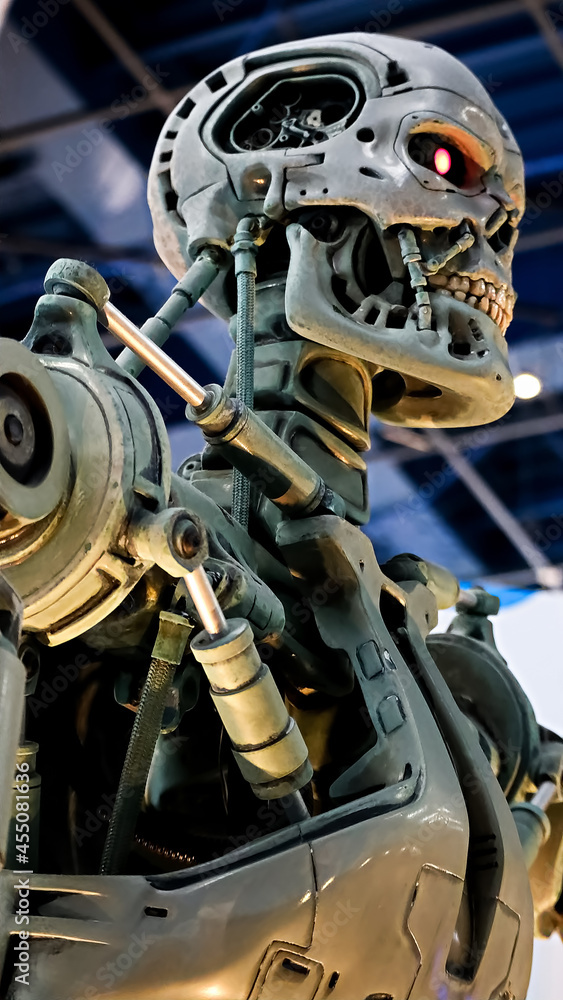 OSAKA, JAPAN - Apr 10, 2021 : Photo of the T-800 End skeleton from the ...