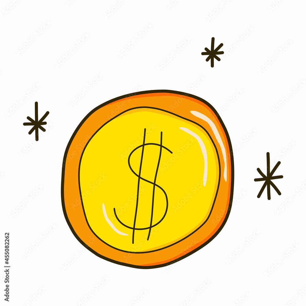 coin vector illustration icon design template with filled outline ...