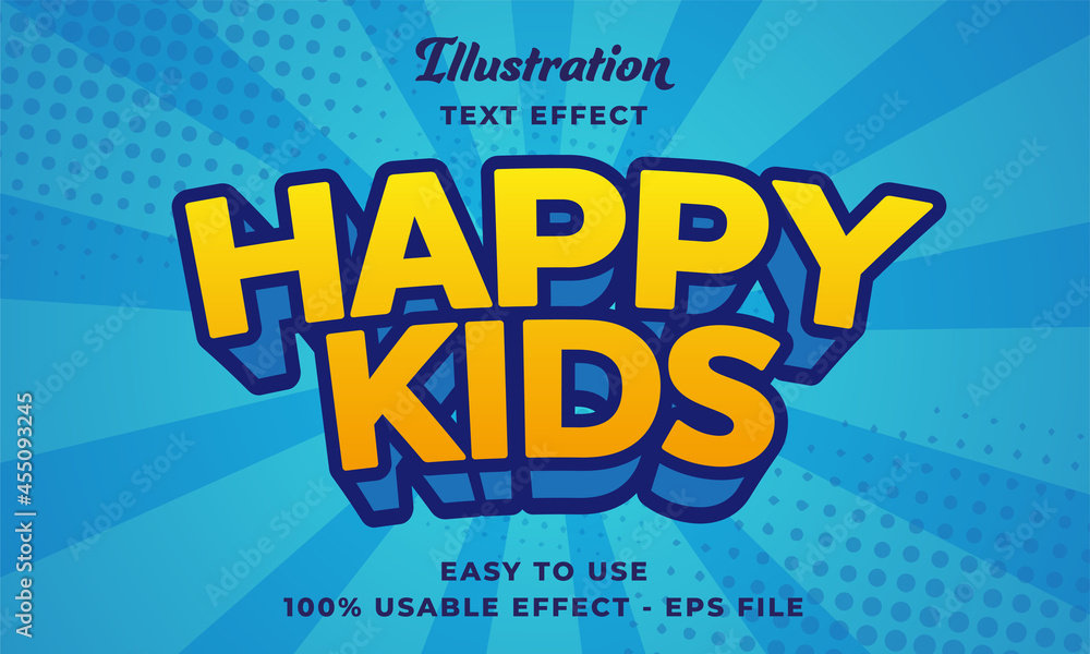 editable happy kids vector text effect with modern style Stock Vector ...