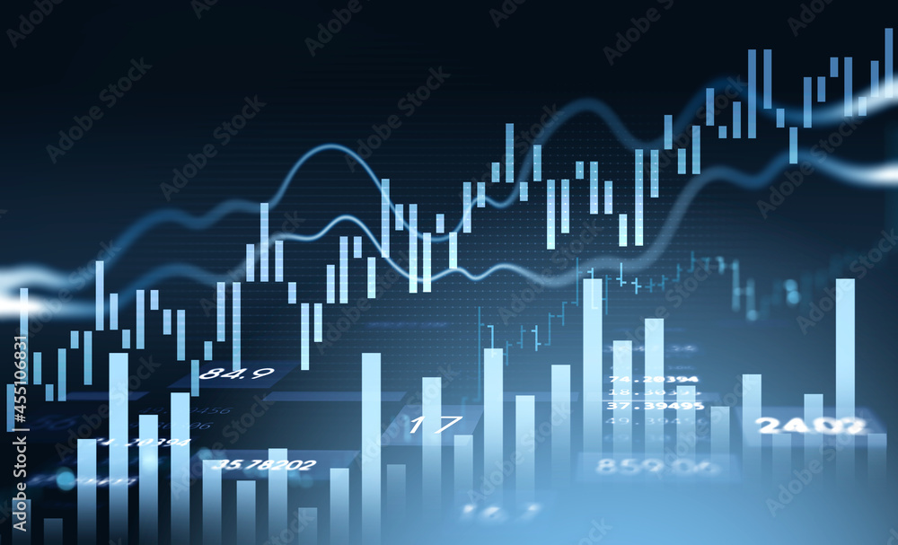 Financial rising graph and chart with numbers, bar diagrams Stock ...