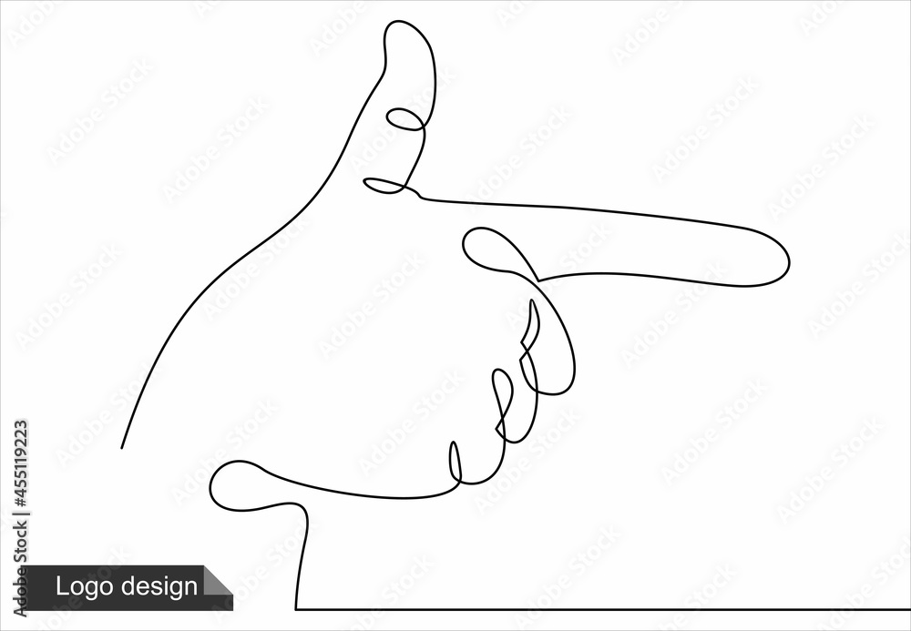 continuous line drawing of hand pointing finger Stock Vector | Adobe Stock