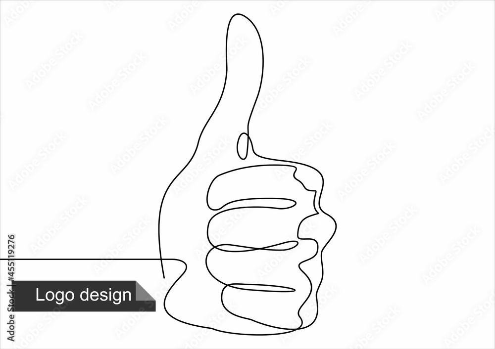 Thumbs up line-continuous line drawing Stock Vector | Adobe Stock