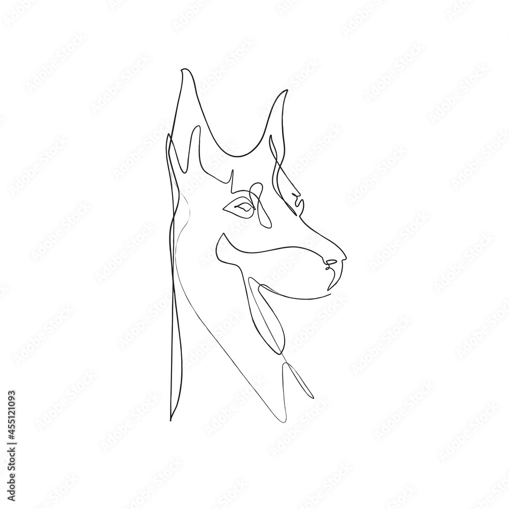 Dog one line drawing. Pet shop logo. Abstract minimal style. Editable ...