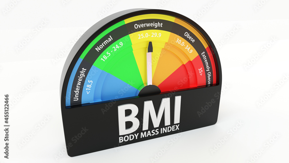 Body Mass Index Gauge Meter 3d Illustration. BMI Chart. Concept of ...