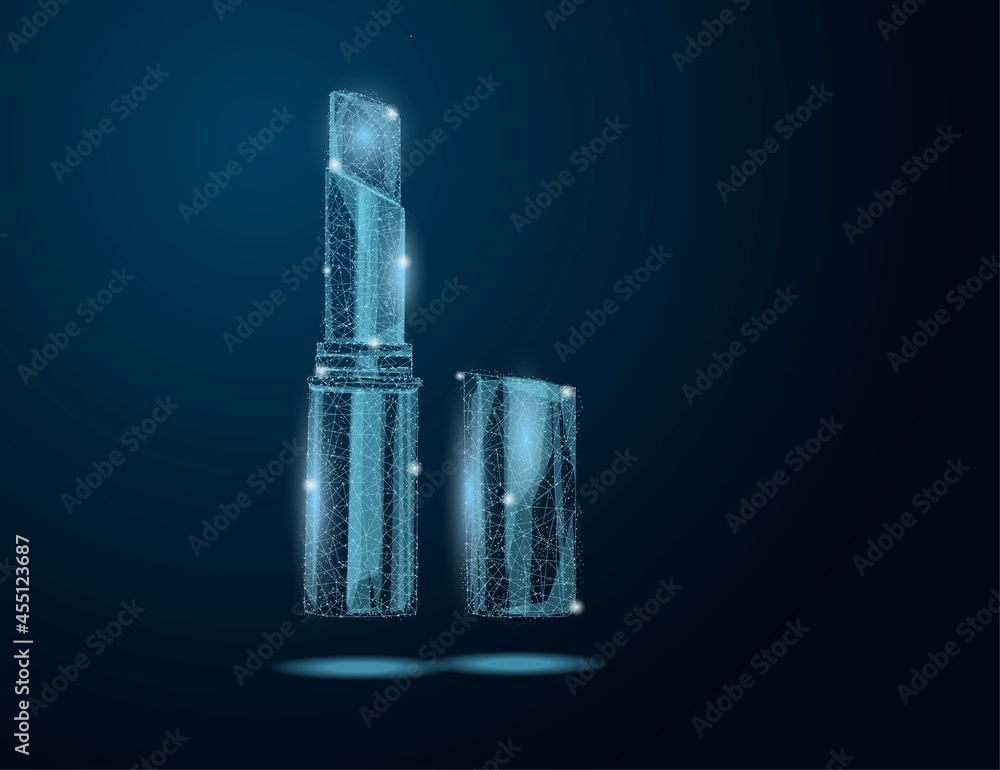 Low poly illustration of a lipstick Beauty concept art for site, banner ...