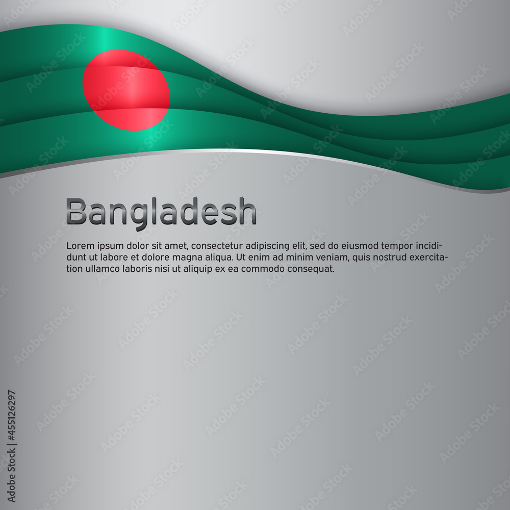 Bangladesh flag on gray metal background. Paper cut style. Vector ...
