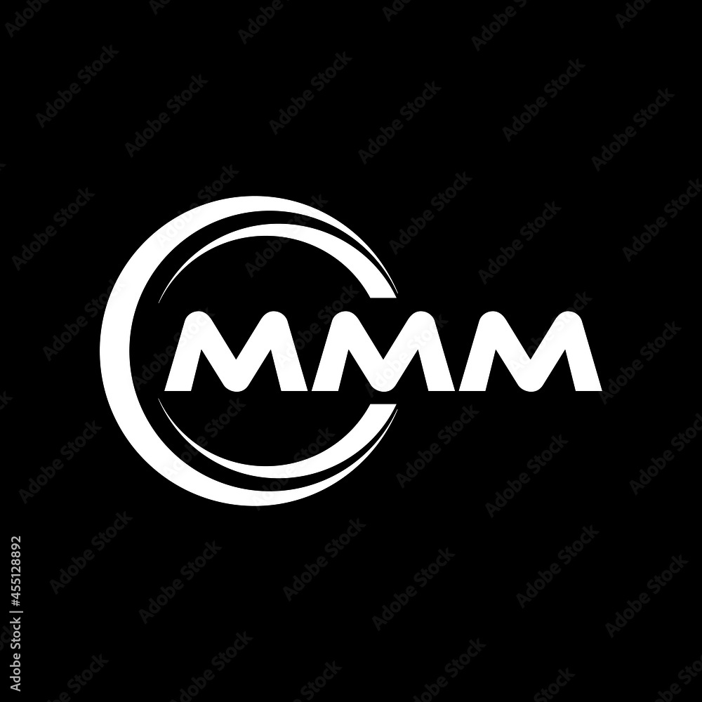 MMM letter logo design with black background in illustrator, vector ...