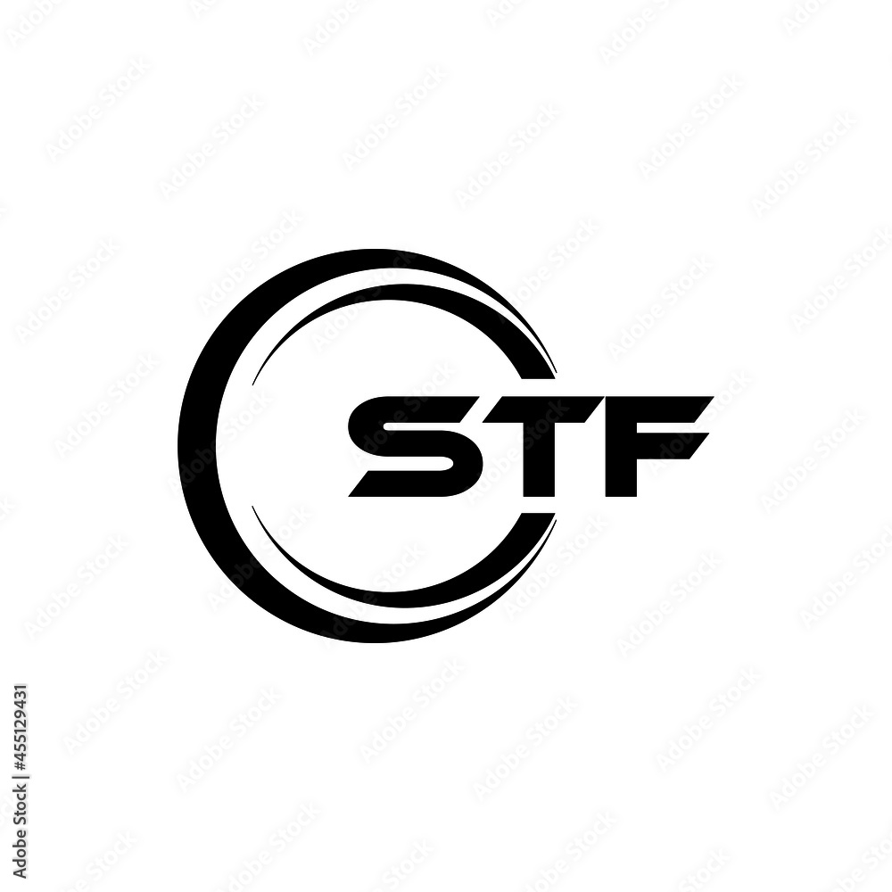 STF letter logo design with white background in illustrator, vector ...