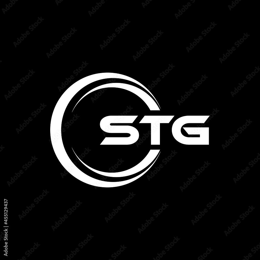STG letter logo design with black background in illustrator, vector ...