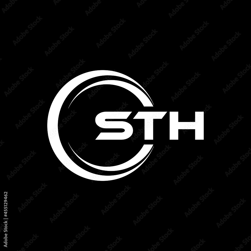 STH letter logo design with black background in illustrator, vector ...