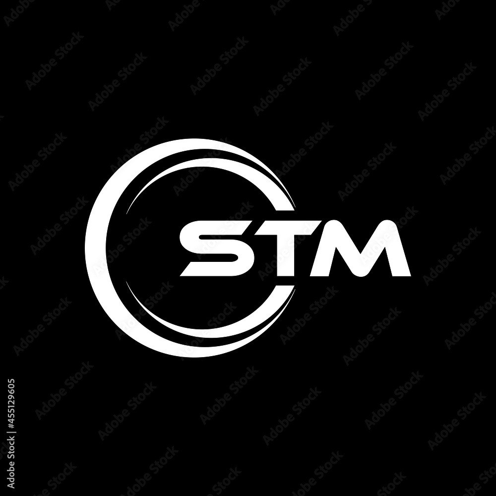 STM letter logo design with black background in illustrator, vector ...