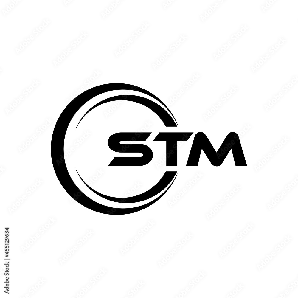 STM letter logo design with white background in illustrator, vector ...