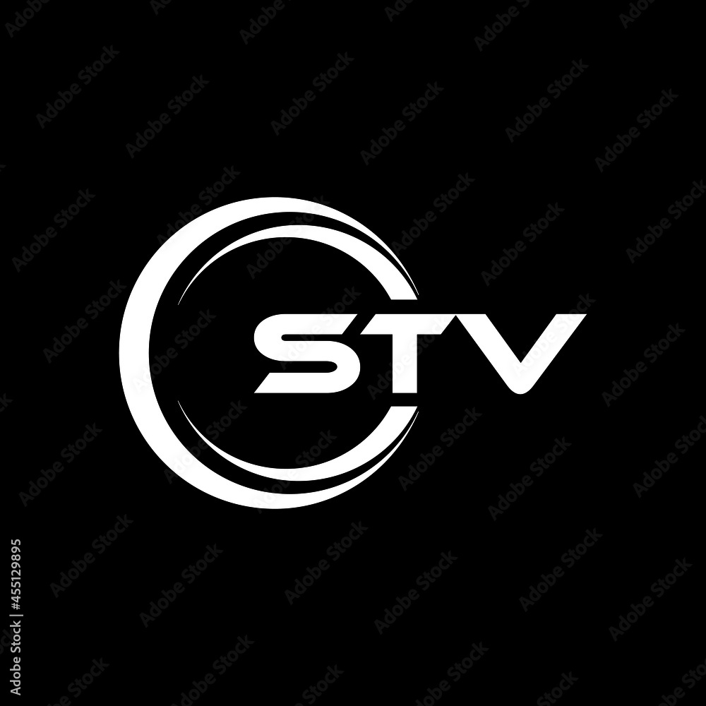 STV letter logo design with black background in illustrator, vector ...