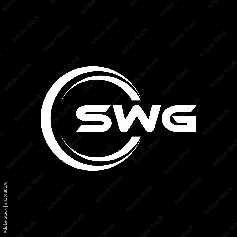 SWG letter logo design with back background in illustrator, vector logo ...