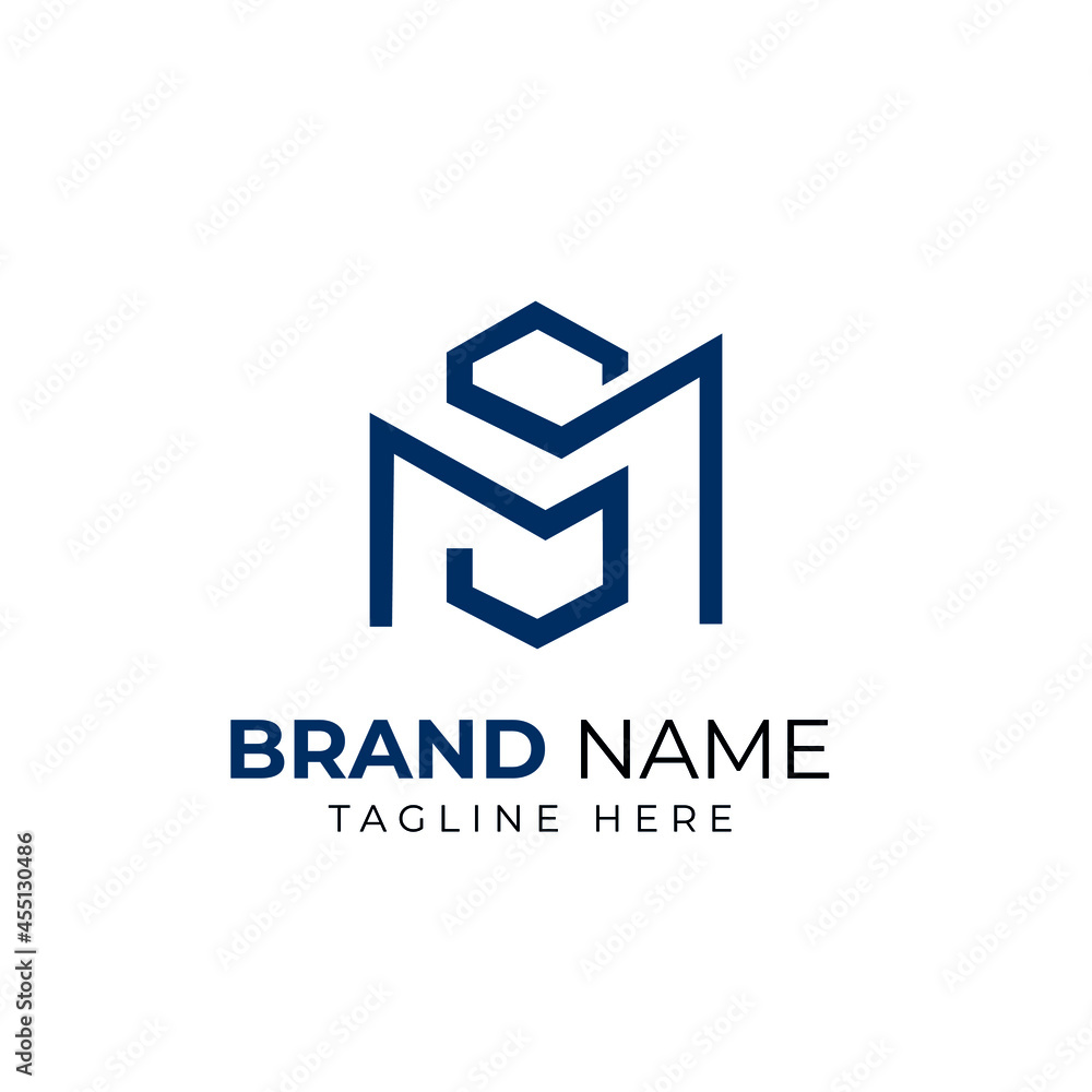 Initial MS, SM modern, and minimalist logo design Stock Vector | Adobe ...