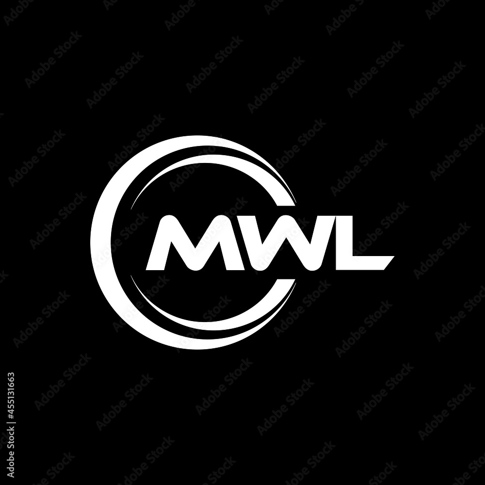 MWL letter logo design with black background in illustrator, vector ...