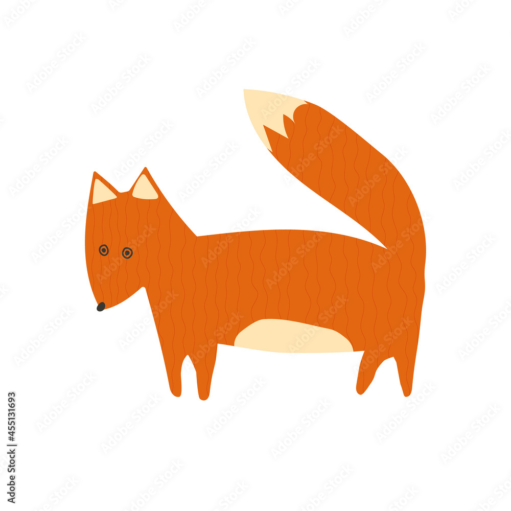 Hand drawn cartoon vector illustration set of cute orange fox. Isolated ...