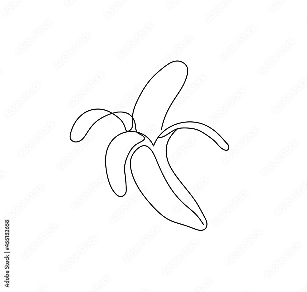 Vector isolated one line banana single line drawing. Colorless graphic ...