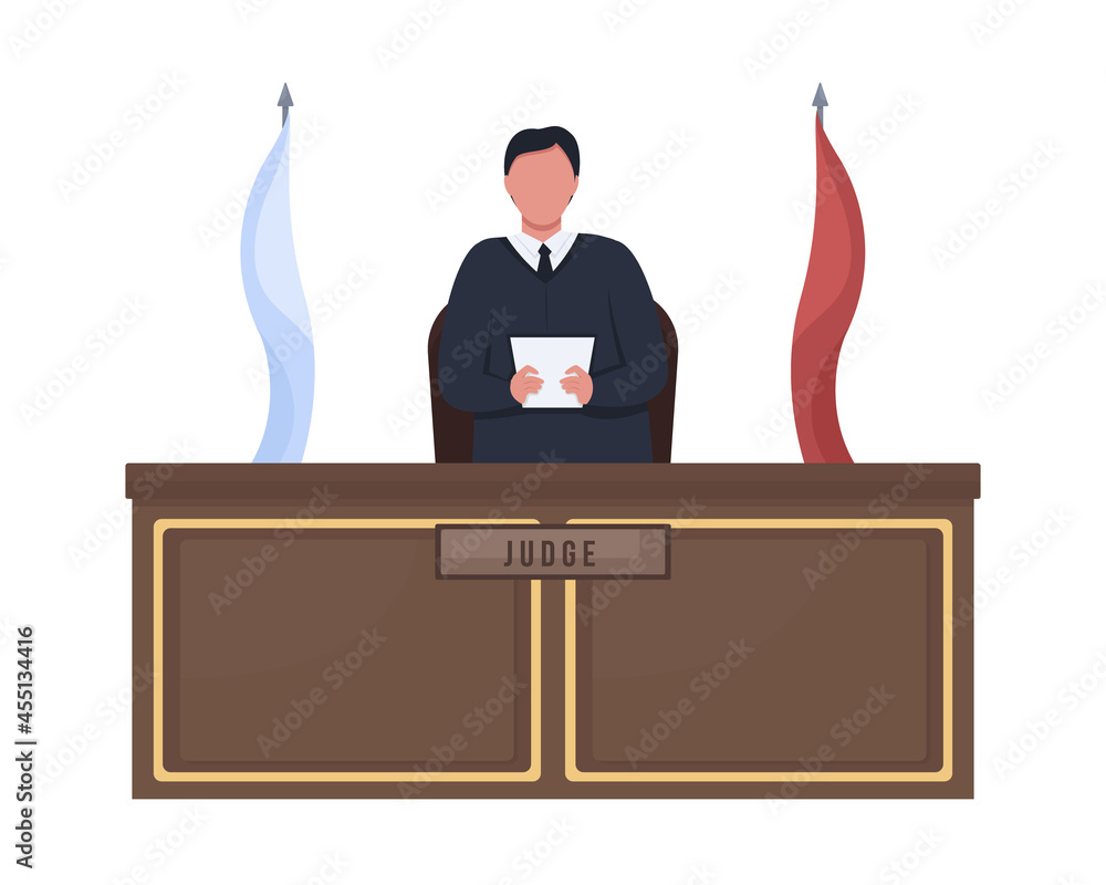 Vetor de Male judge standing behind podium semi flat color vector ...