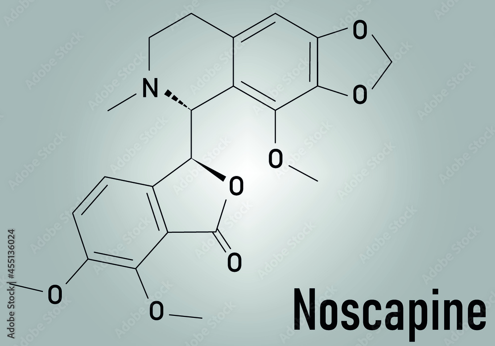 Noscapine antitussive drug molecule. Skeletal formula. Stock Vector ...
