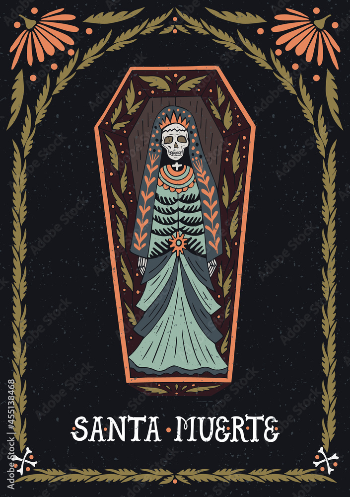 Mexican holiday Day of the Dead. The skeleton of the holy death in the ...