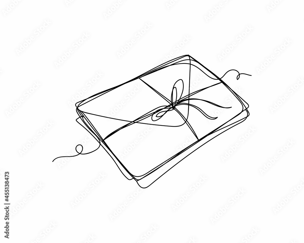 Continuous one line drawing of stack of envelopes post concept icon in ...