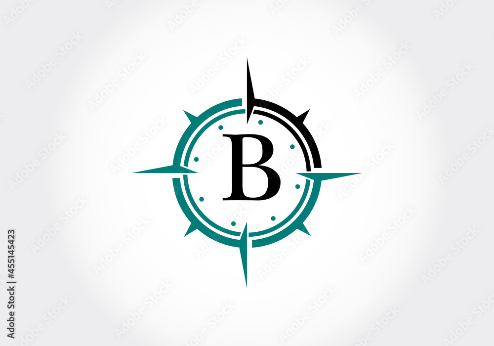 Capital letter B with Creative Compass Concept Logo Design Template ...