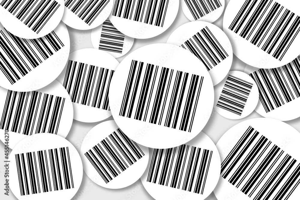 Barcode abstract art design using overlapping circles in black and ...