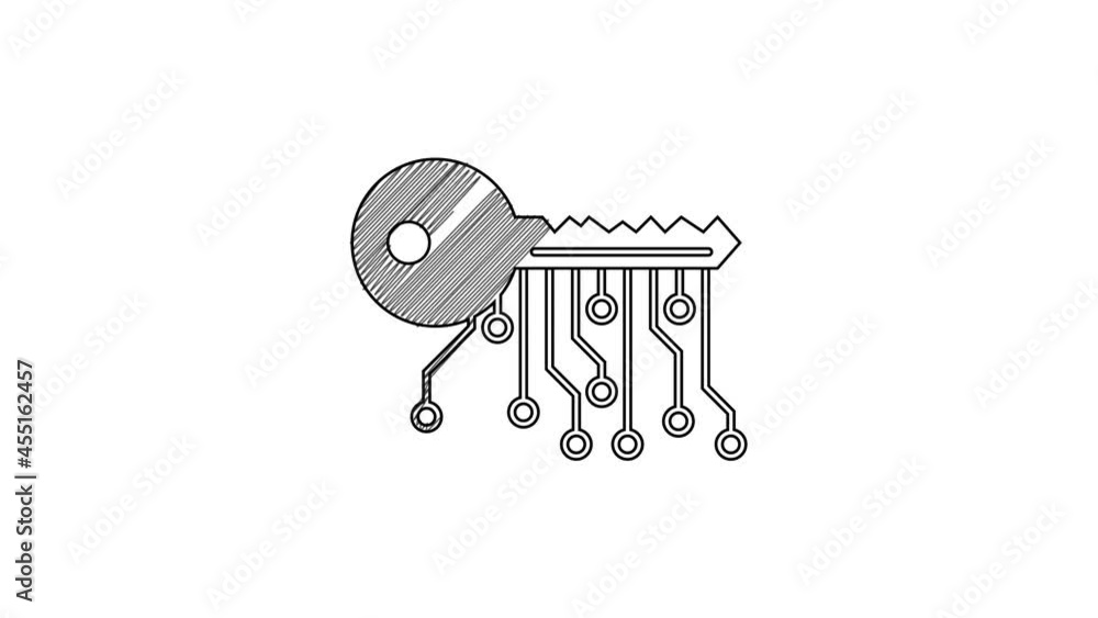 Black line Cryptocurrency key icon isolated on white background ...