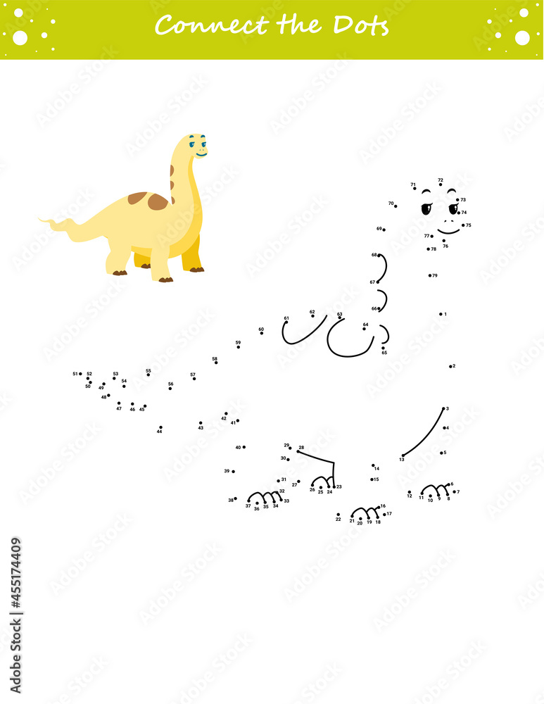 We draw a dinosaur. Dot to dot. Draw a line. Game for toddler. Learning ...