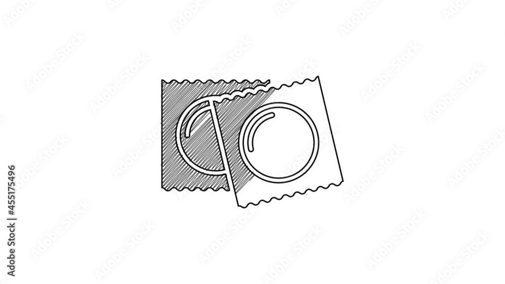 Black Line Condoms In Package Safe Sex Icon Isolated On White