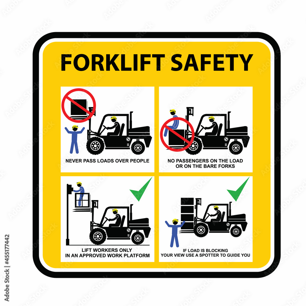 FORKLIFT SAFETY, SIGN AND LABEL VECTOR Stock Vector | Adobe Stock