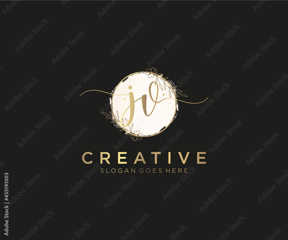 initial JV Feminine logo beauty monogram and elegant logo design ...