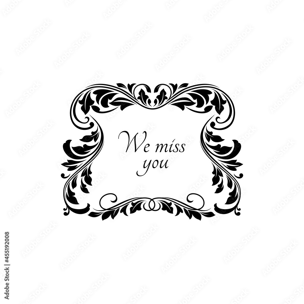 Funeral obituary card with flowers wreath for death condolences, vector ...
