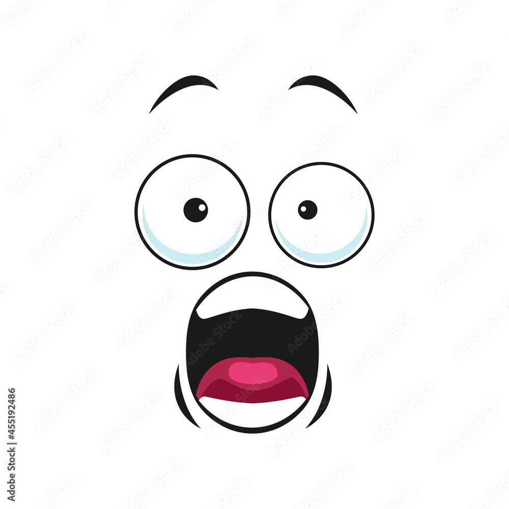 Frightened character, horror face expression isolated emoji. Vector ...