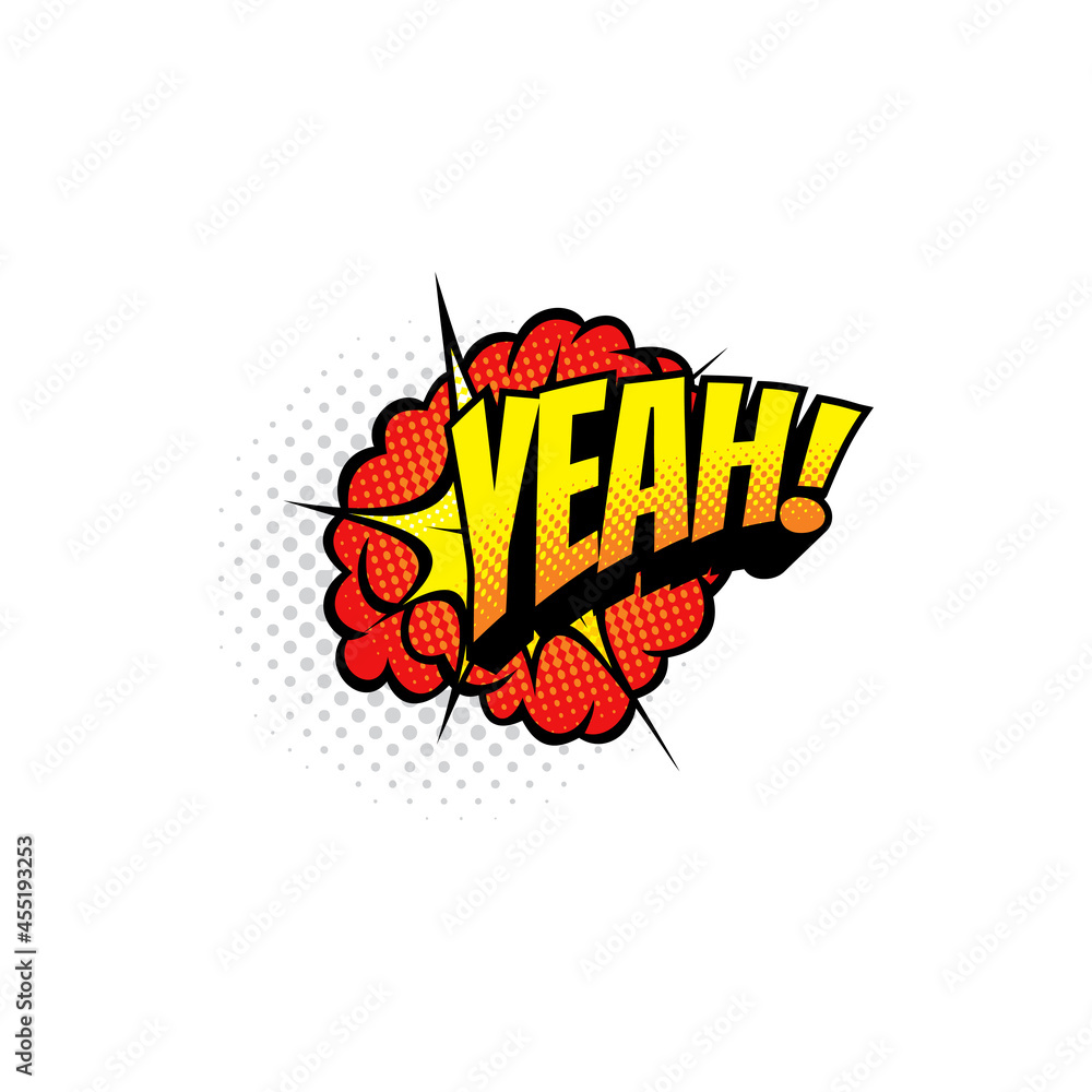 Yes or yeah comic chat retro colorful boom bang cloud, message burst ...