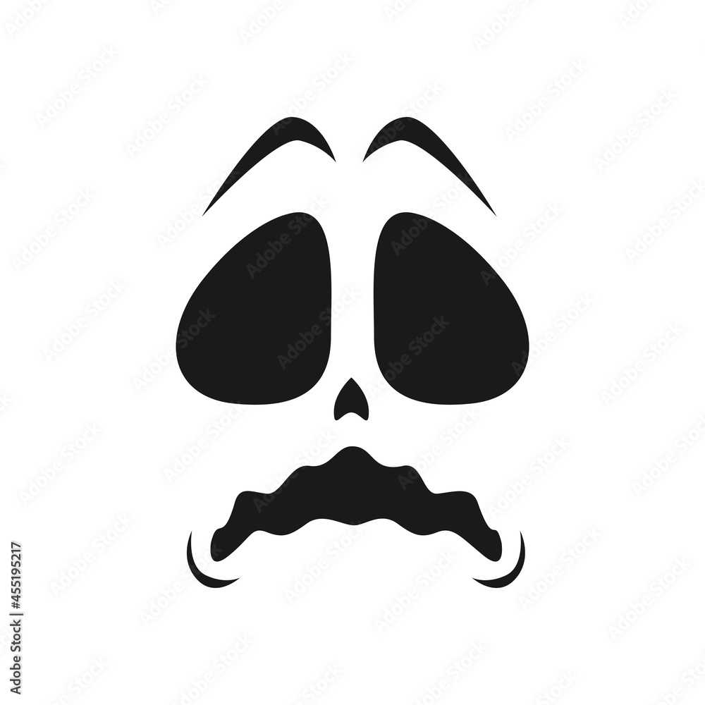 Frightened ghost face vector icon, Halloween emoji, scary evil creepy ...