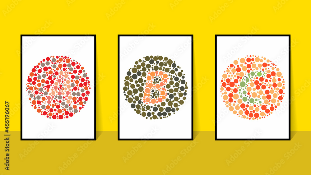 vector graphic of color blind Test. Ishihara Test daltonism color ...