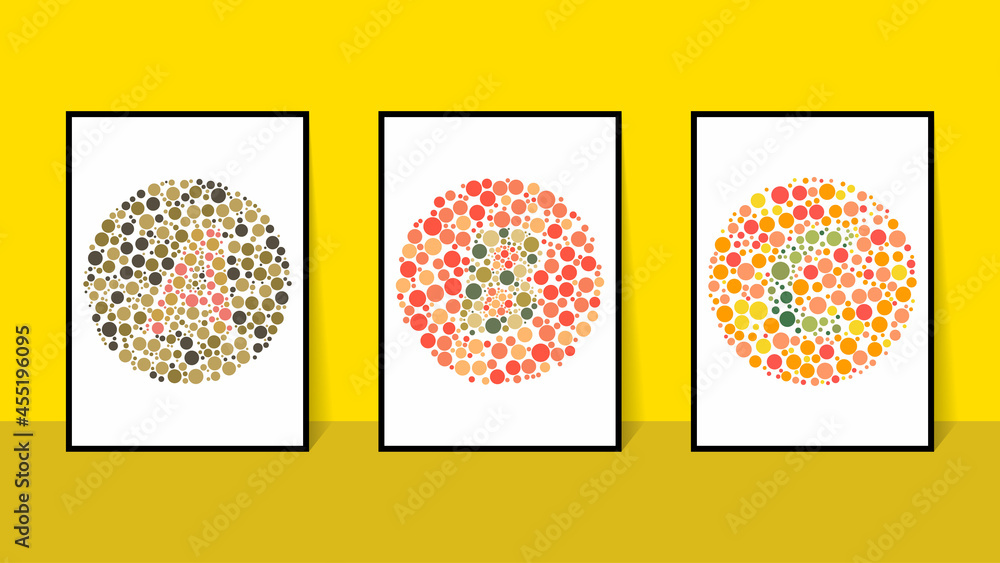 vector graphic of color blind Test. Ishihara Test daltonism color ...