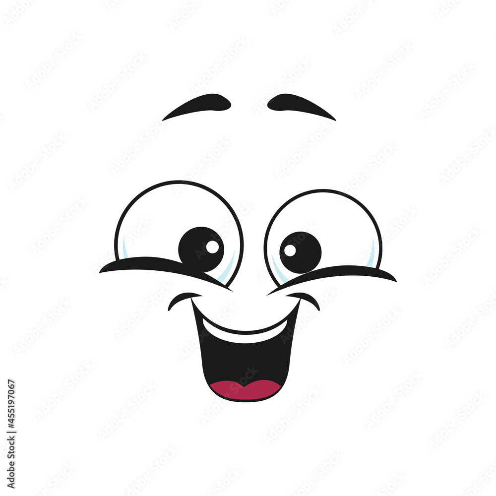 Kindhearted smiley isolated emoticon with pleased eyes. Vector face ...