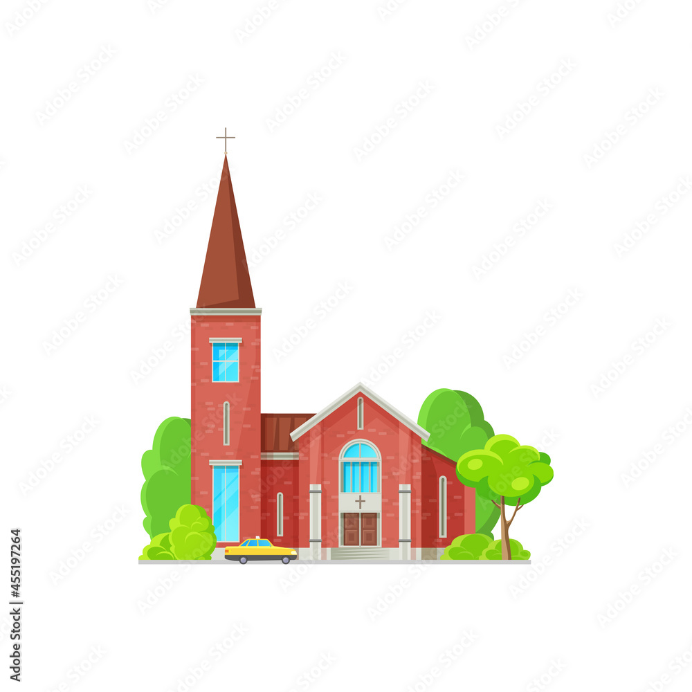 Catholic church building vector icon. Cathedral with cross on steeple ...