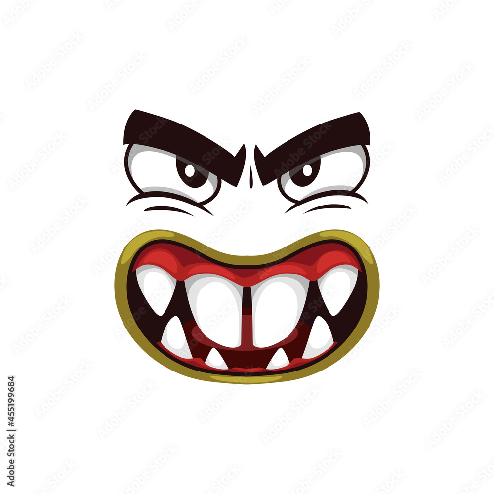 Monster face cartoon vector icon, stupid creature, creepy emotion with ...