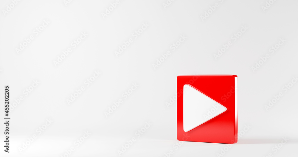 Red play button video icon social media sign player symbol logo on ...