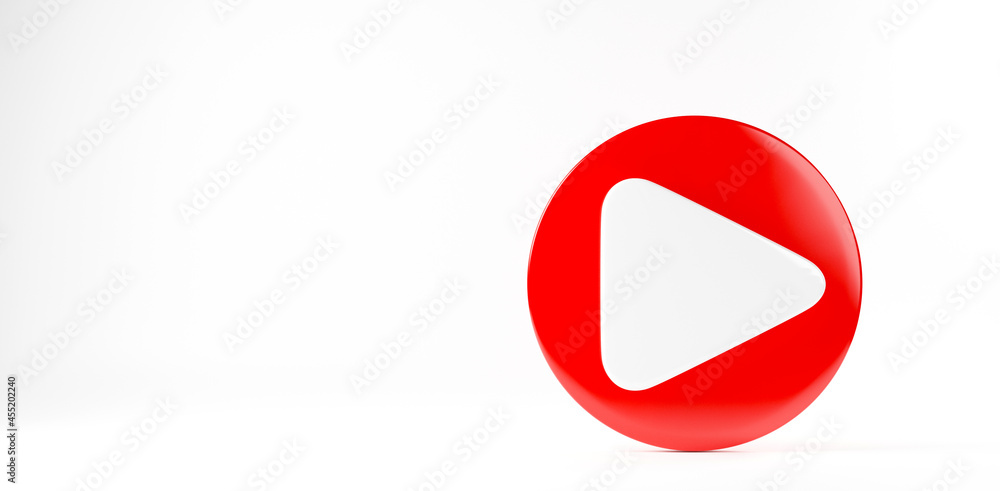 Red play button video icon social media sign player symbol logo on ...